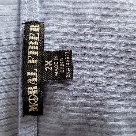 Moral Fiber | Tops | Moral Fiber Blue Ribknit Ruched Top | Poshmark